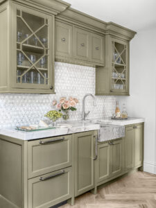 High Gloss Sage Bar - Stone Hall Cabinetry